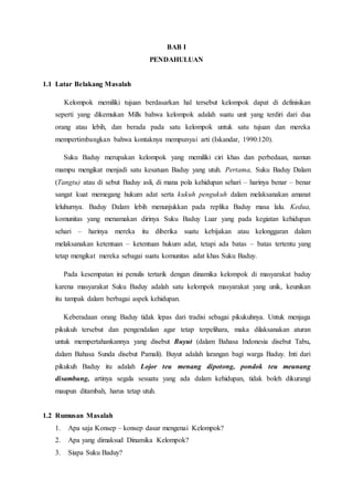 Dinamika Masyarakat Suku Baduy Dalam dan Baduy Luar | DOCX