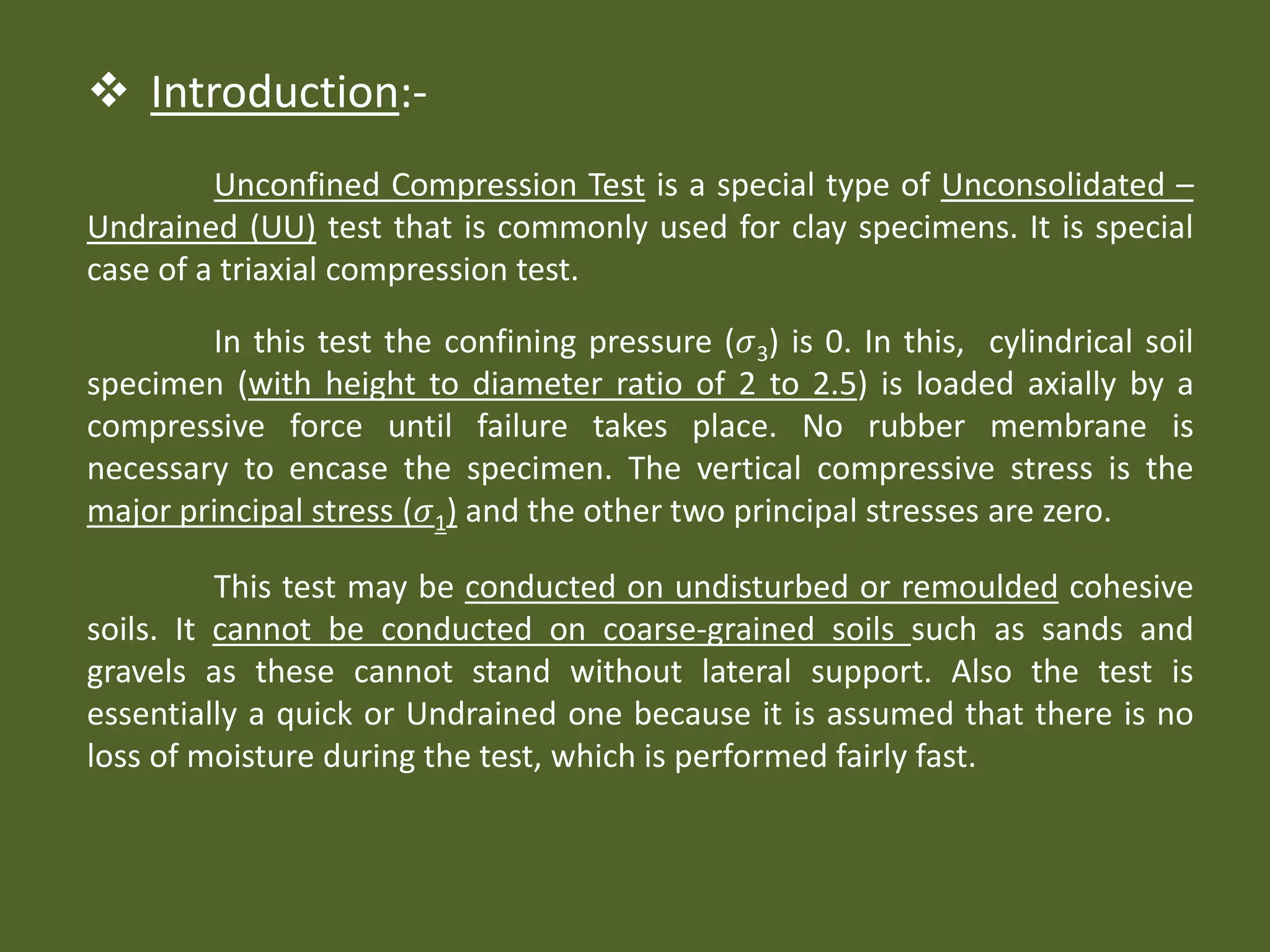Unconfined Compression Test | PPTX