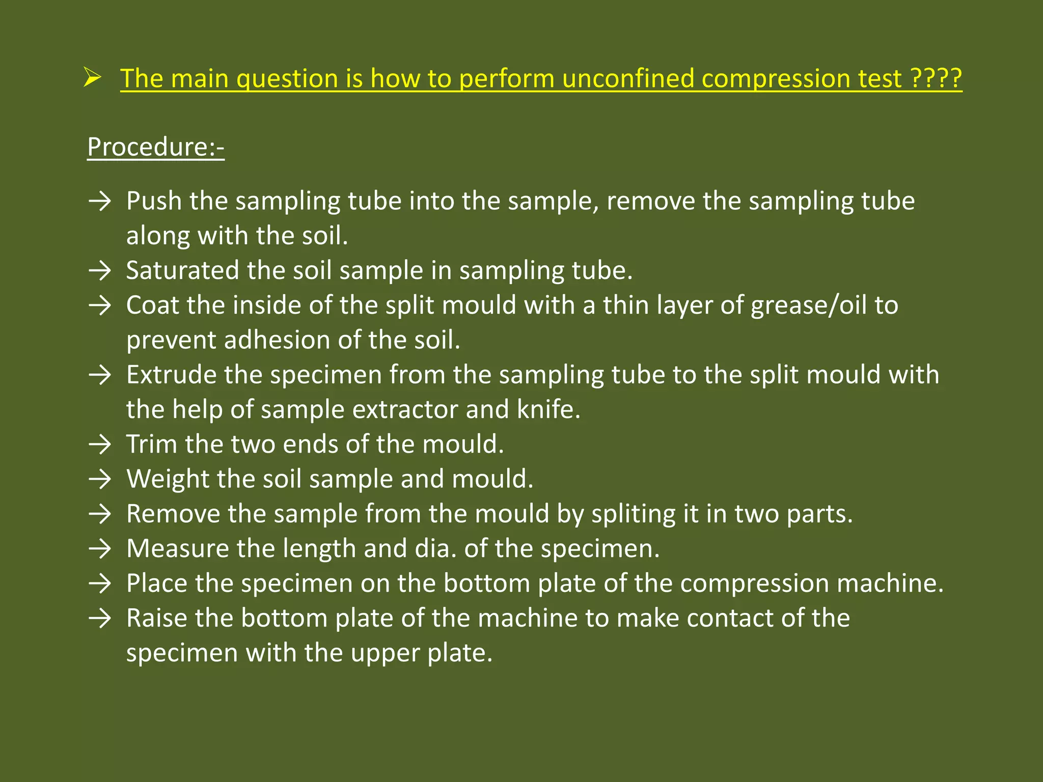 Unconfined Compression Test | PPTX