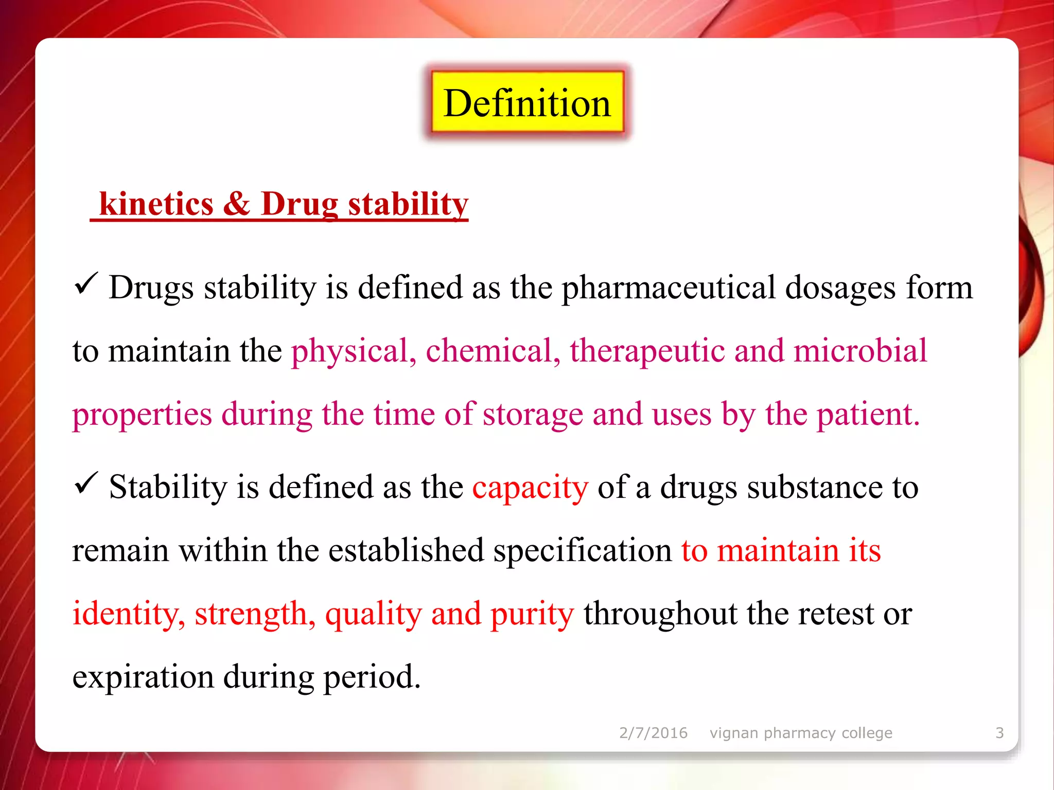 kinetics and drug stability | PPTX