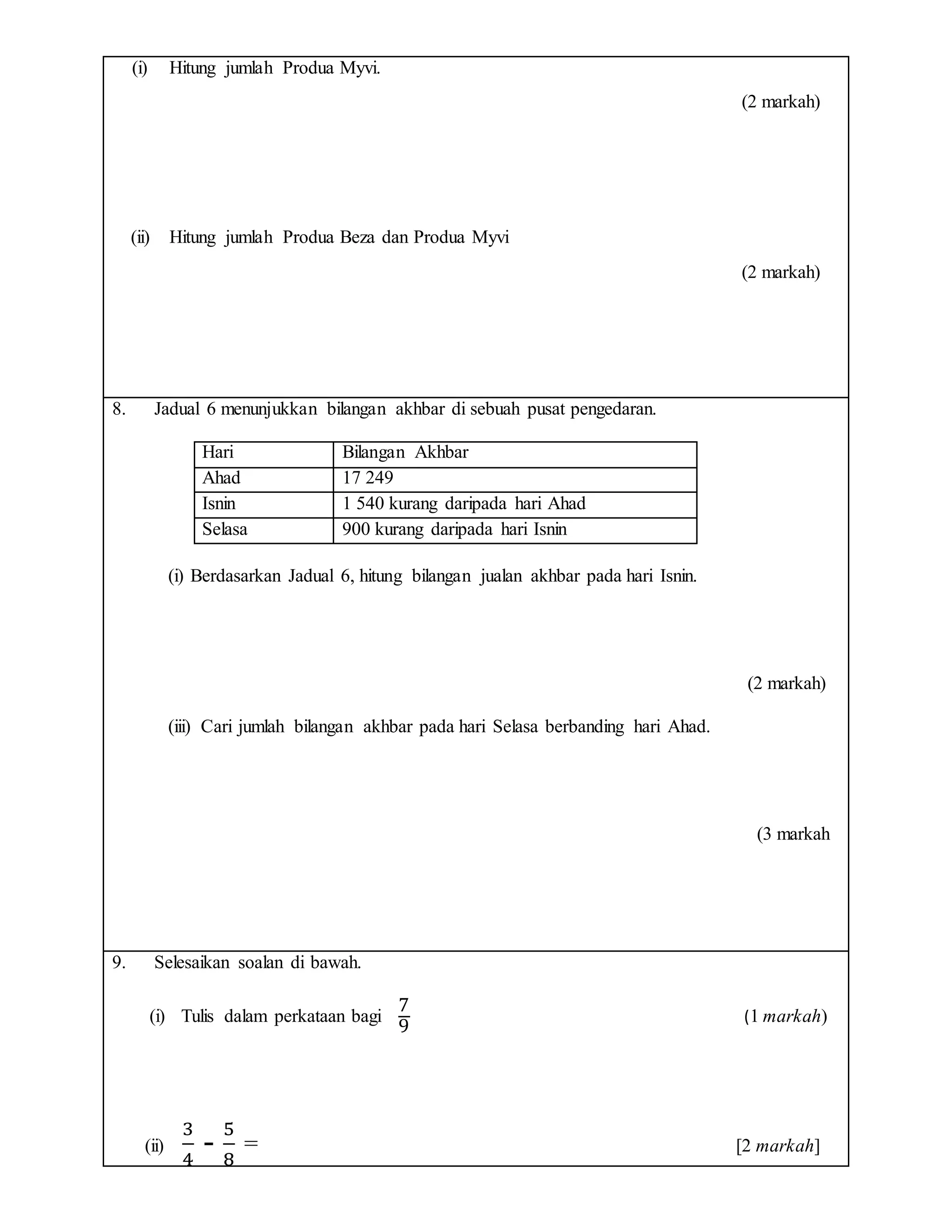 latih tubi matematik tahun 5 | DOCX