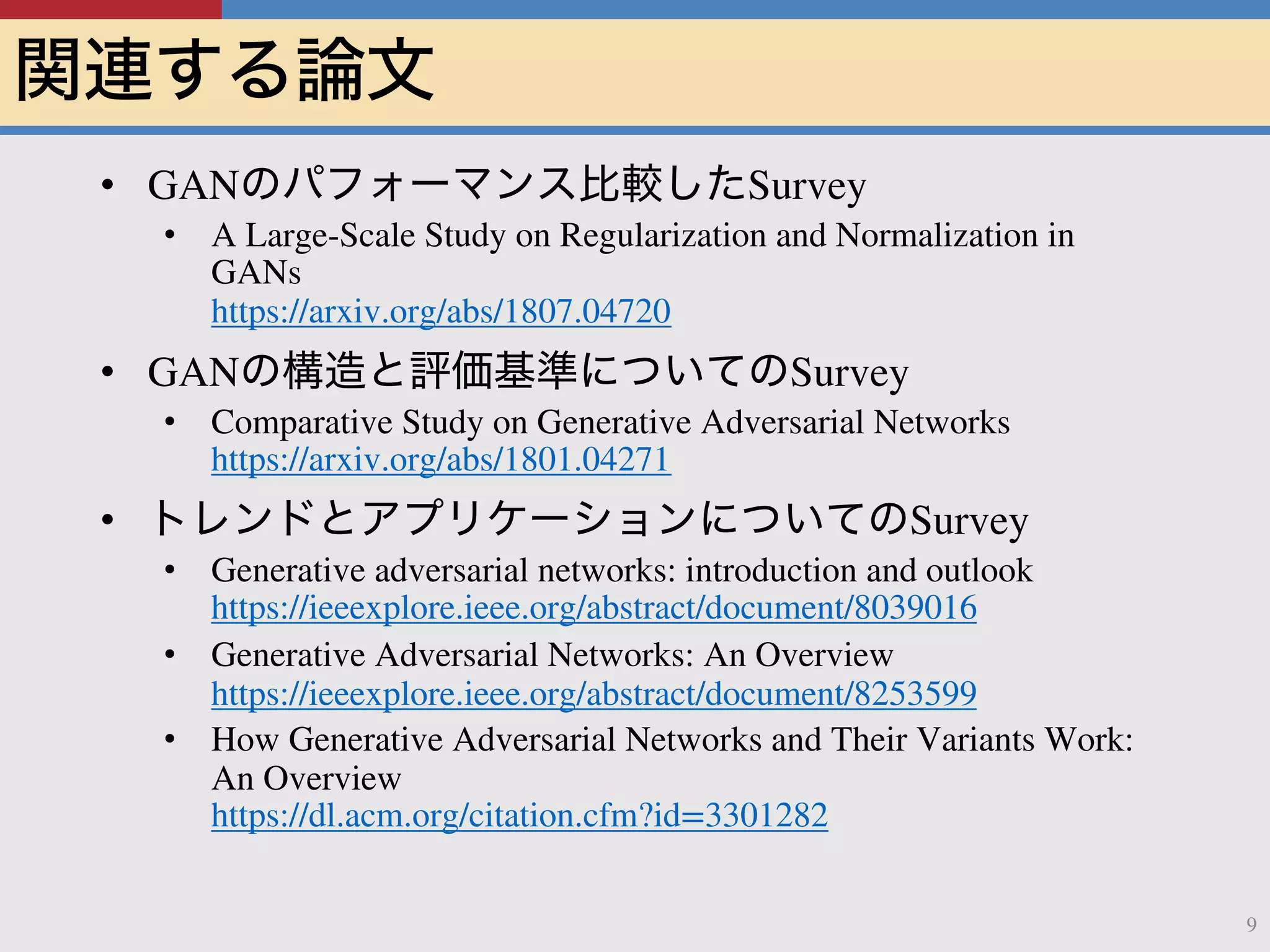 論文メモ Generative adversarial networks a survey and taxonomy | PPT