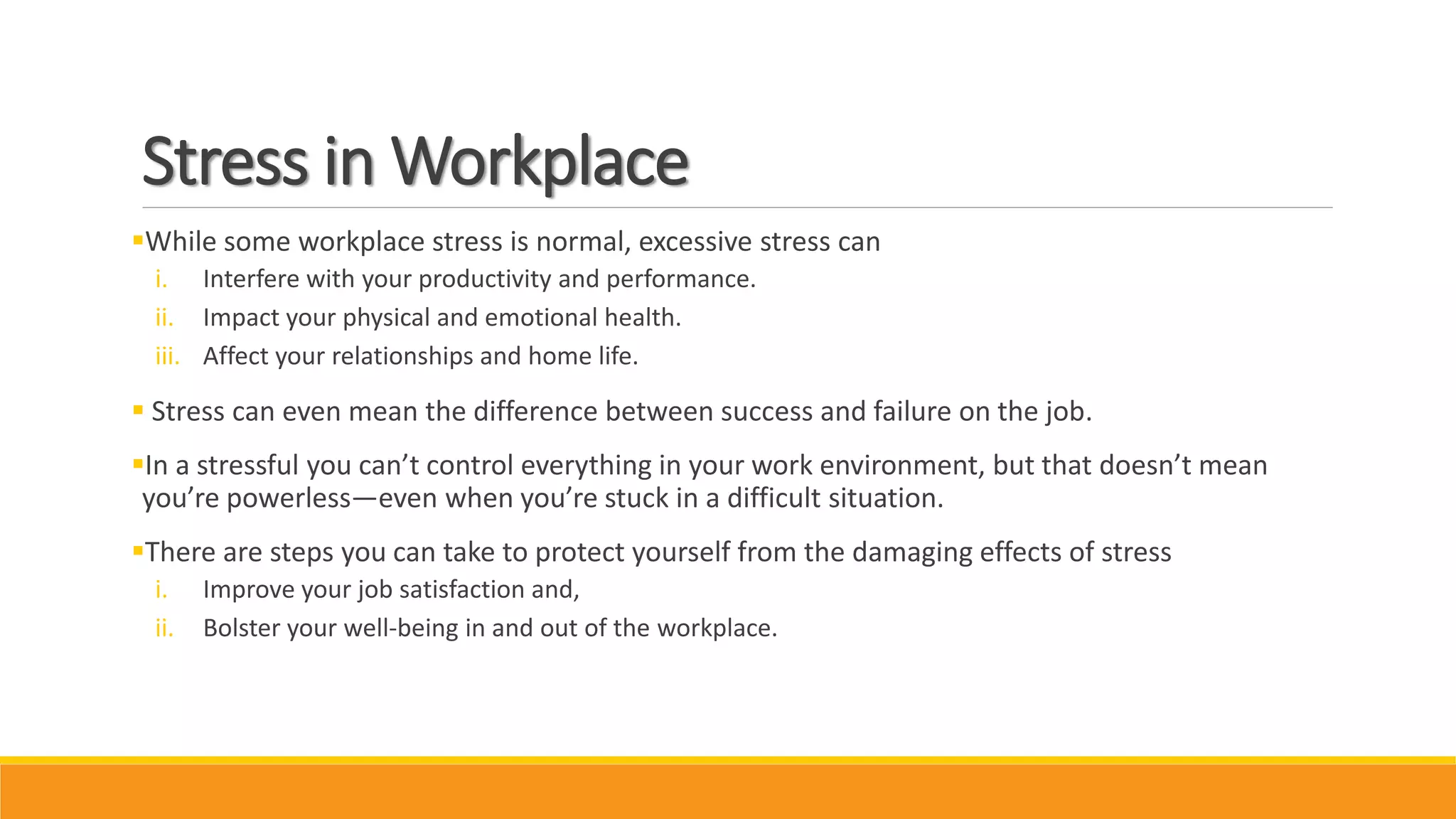Work Stress Management - Organisational Behaviour | PPT