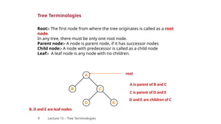 Binary Trees - Tree Terminologies and representation | PPT