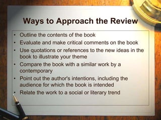 Presentation on How To Write Book review | PPTX