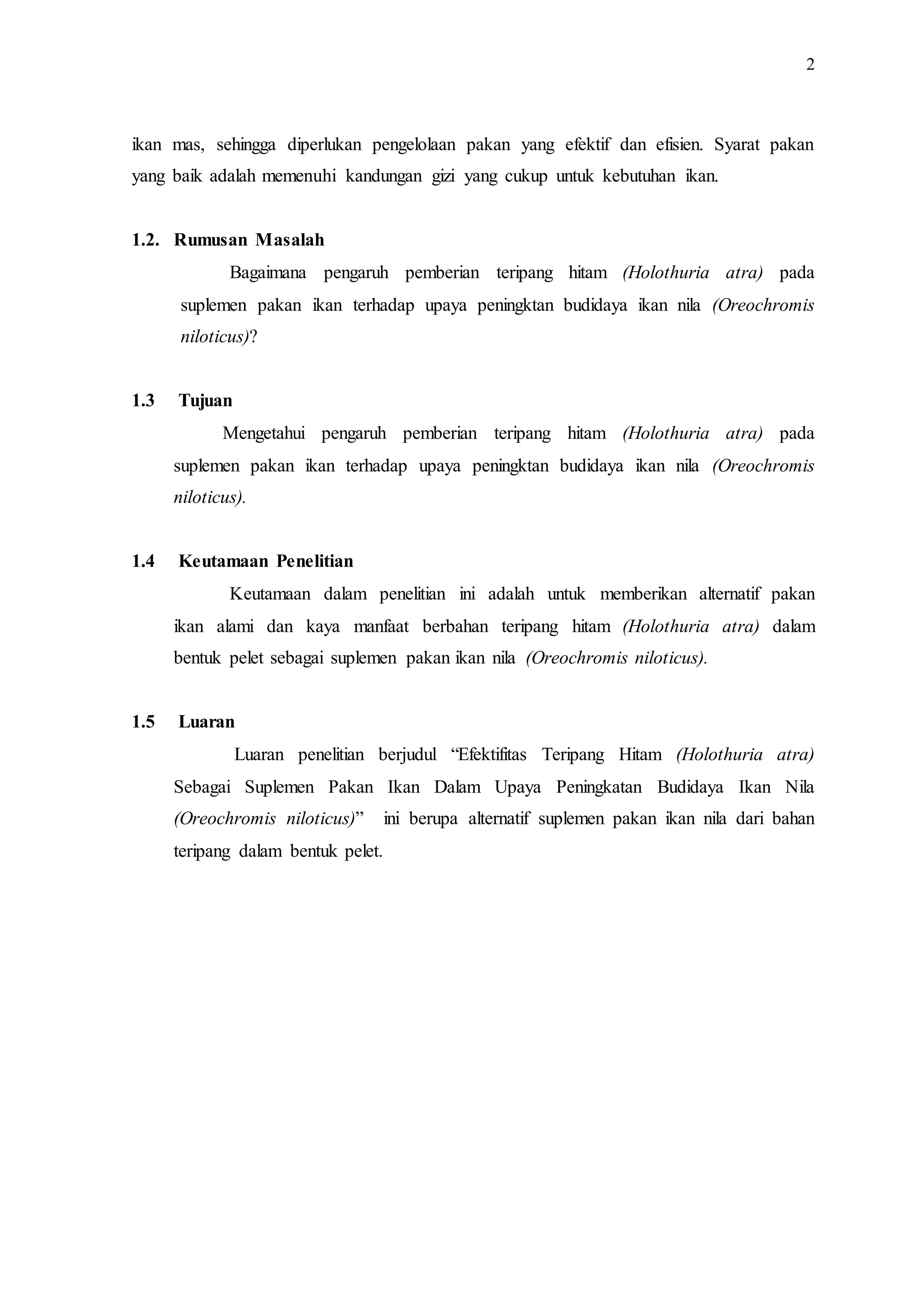 PKM: Efektivitas Teripang Hitam (Holothuria atra) Sebagai Suplemen ...