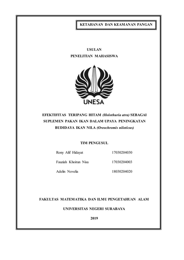 PKM: Efektivitas Teripang Hitam (Holothuria atra) Sebagai Suplemen ...