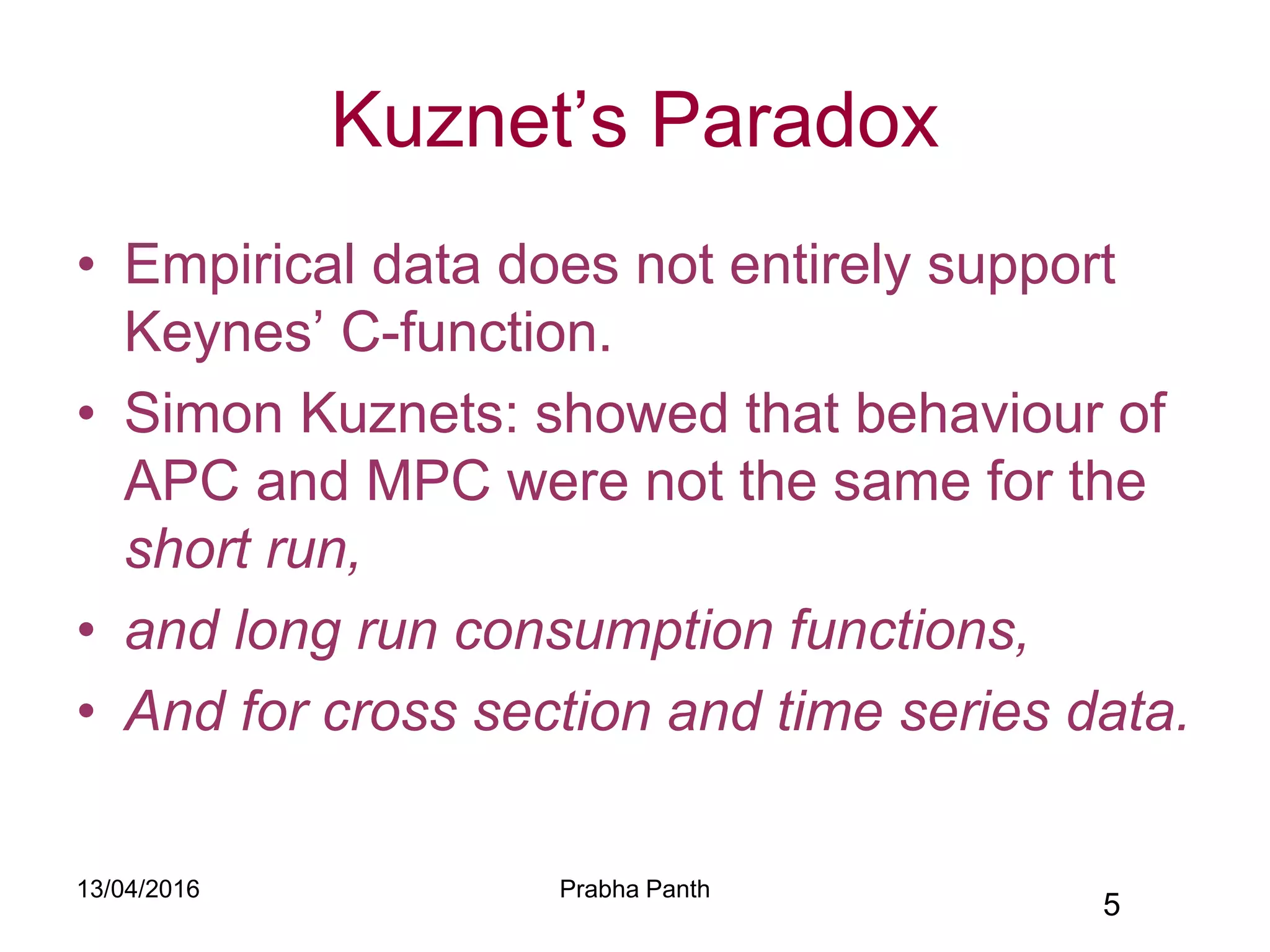Theories of the Consumption Function 1 | PPSX