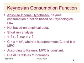 Theories of the Consumption Function 1 | PPSX