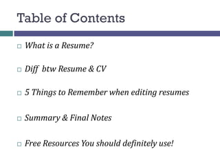 Resume Editing Workshop - John Nweke | PDF | Resume Writing and Advice ...