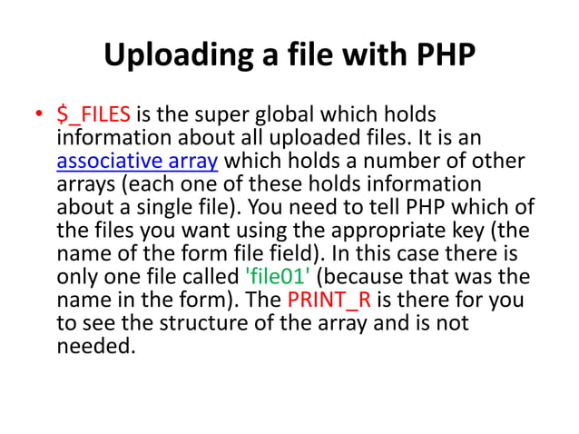 Uploading a file with php | PPT