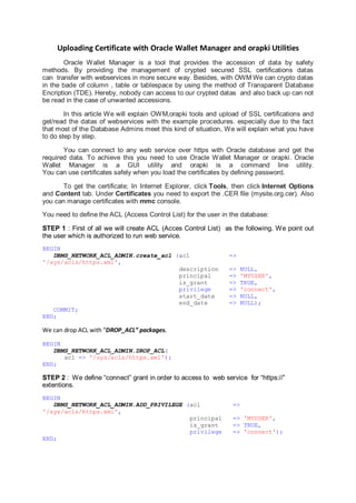 Uploading certificate with oracle wallet manager and orapki utilities | PDF