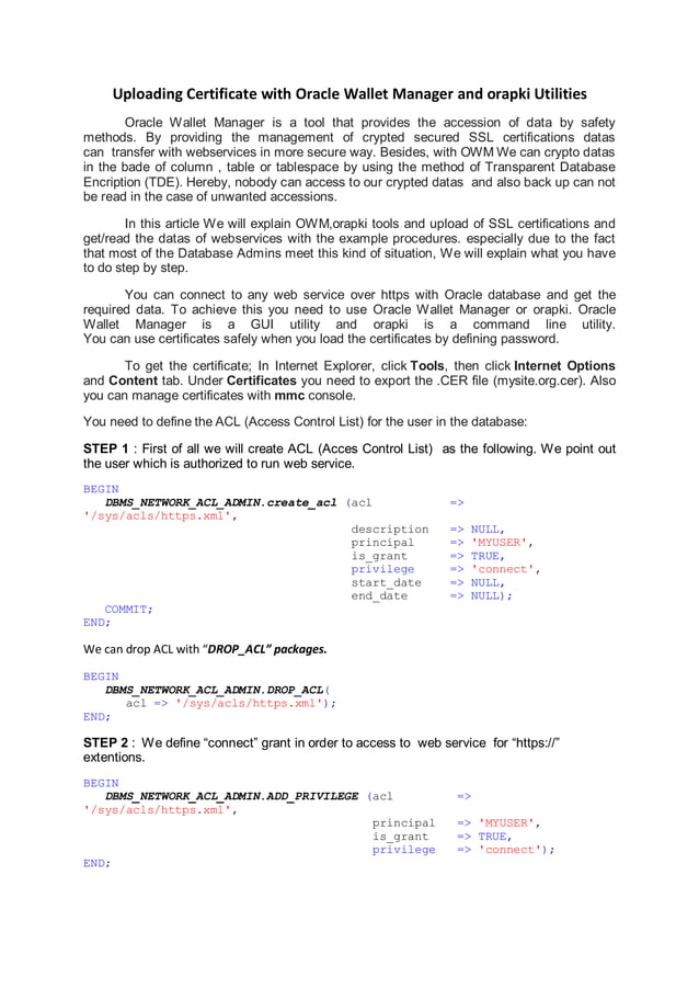Uploading Certificate With Oracle Wallet Manager And Orapki Utilities Pdf