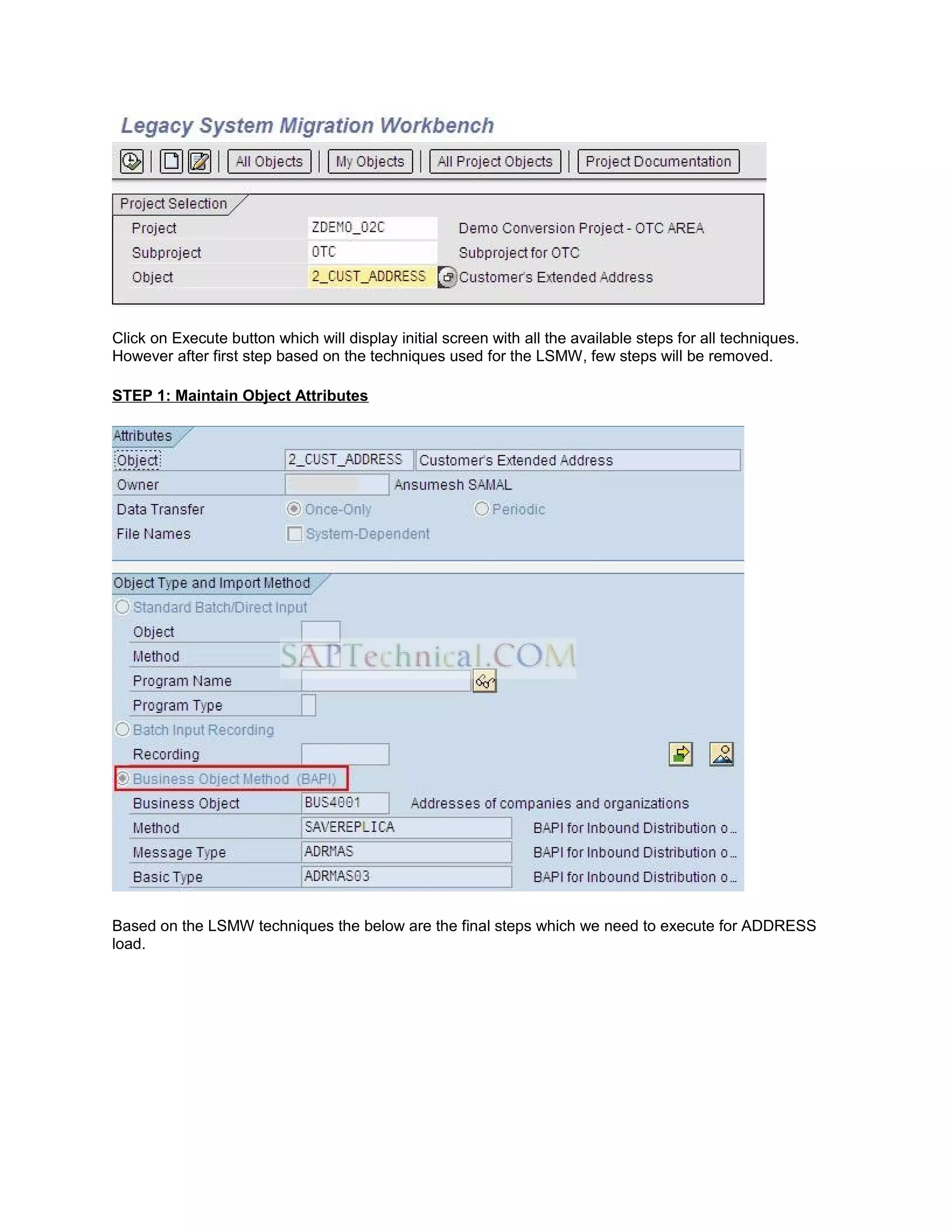 Uploading customer master extended address using bapi method | DOC