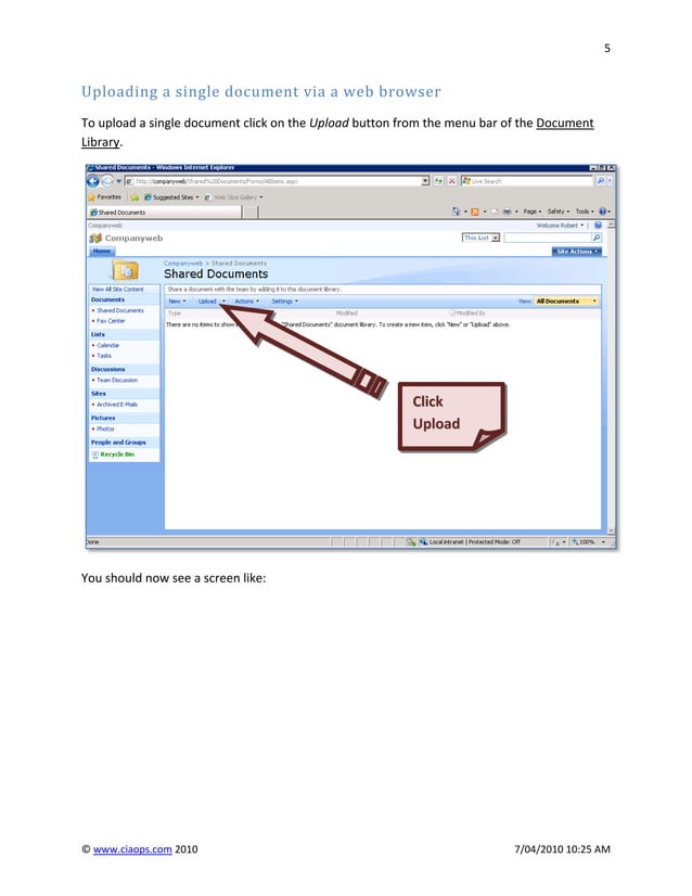 Uploading Documents To Share Point Document Library | PDF