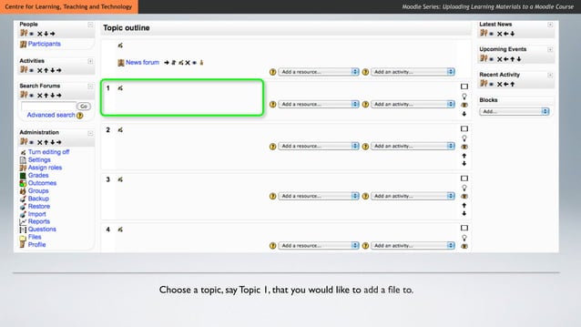 Uploading learning materials to a moodle course | PDF