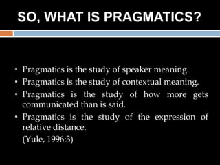 Intro. to Linguistics_13 Pragmatics | PPT