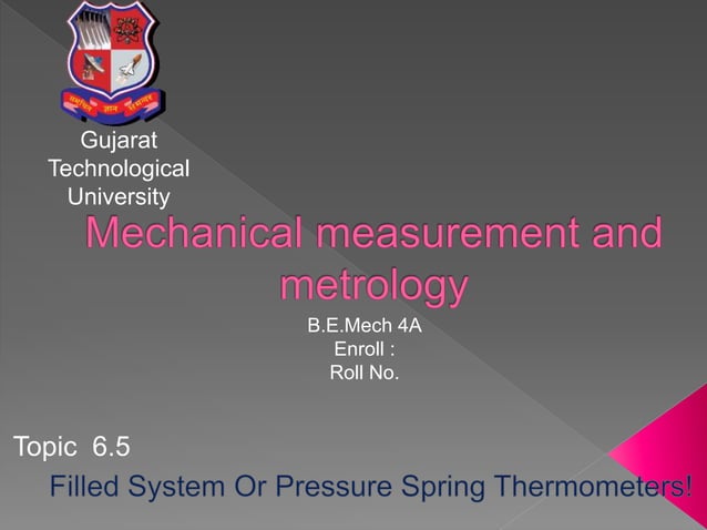 Filled System Thermometers | PPTX