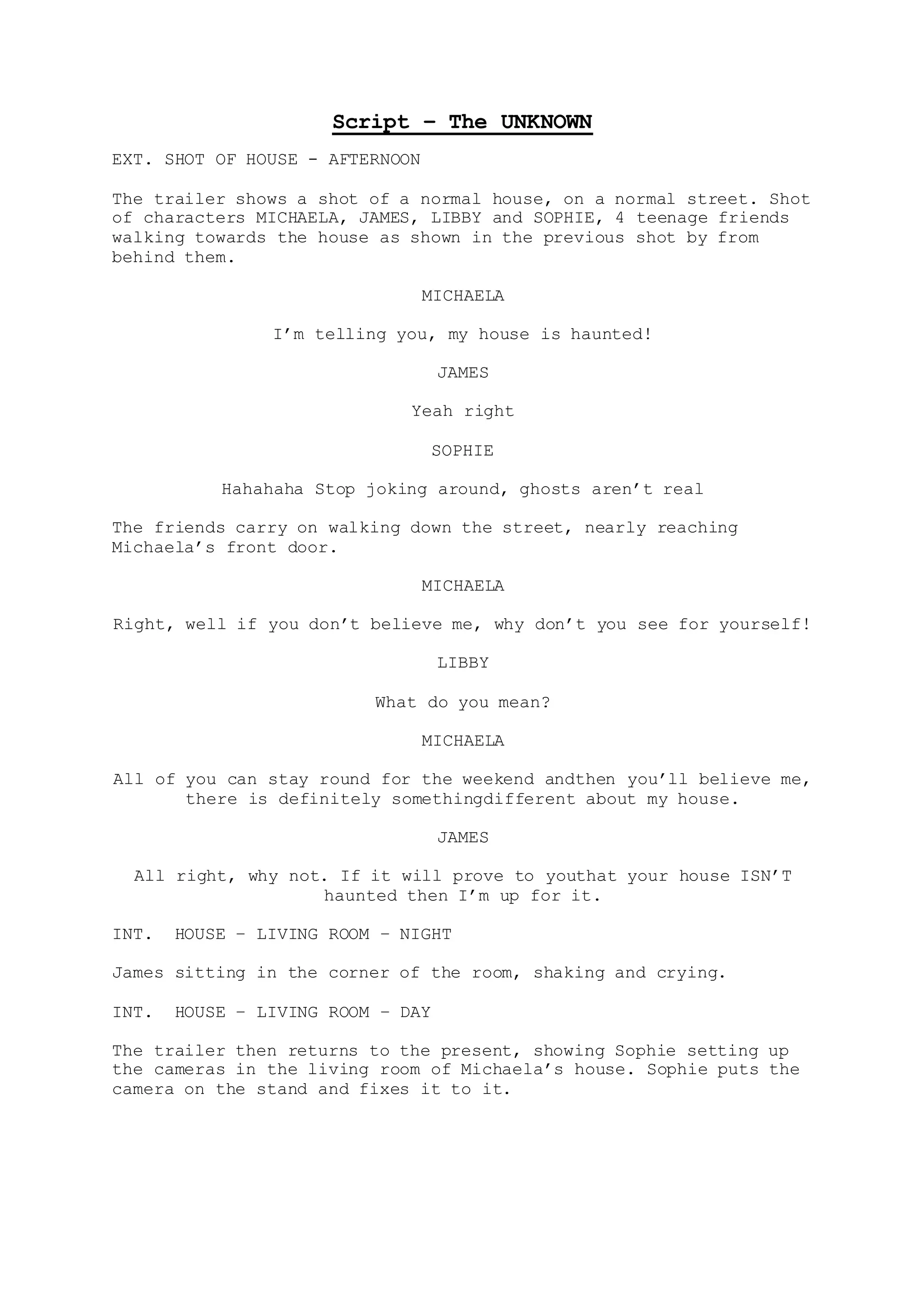 Script - The Unknown | PDF