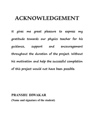 Class 12 Physics Investigatory Project Work, Practical- study of ...
