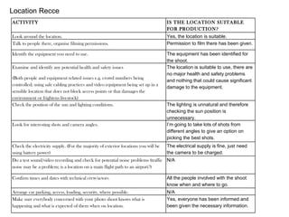 Planning, Location Recce, Timetable | PPT