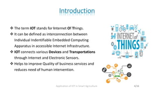 Application of IOT in Smart Agriculture | PPTX