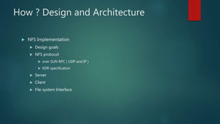 SUN Network File system - Design, Implementation and Experience | PPTX