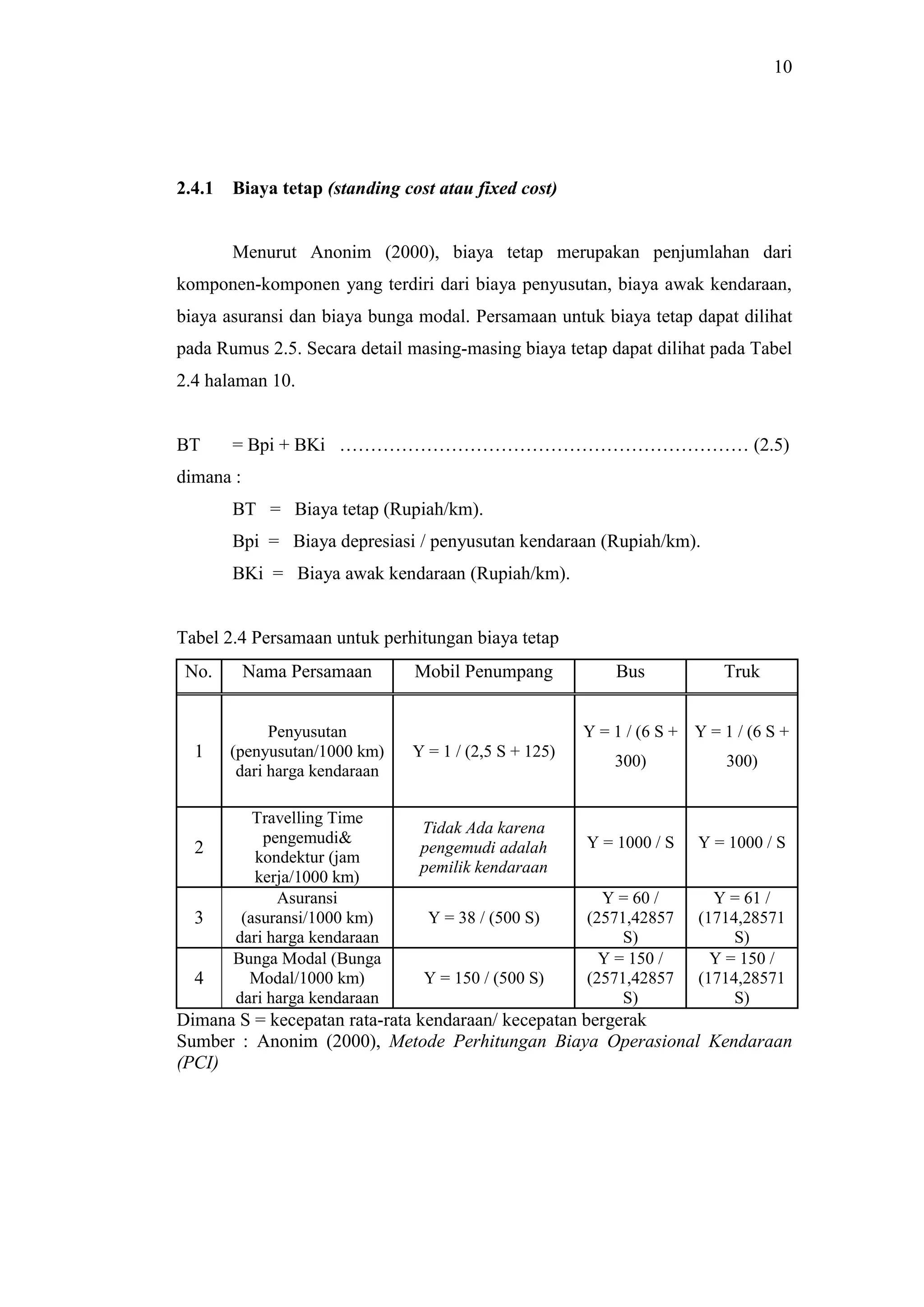 ANALISIS BIAYA OPERASIONAL KENDARAAN DAN WAKTU PERJALANAN | PDF