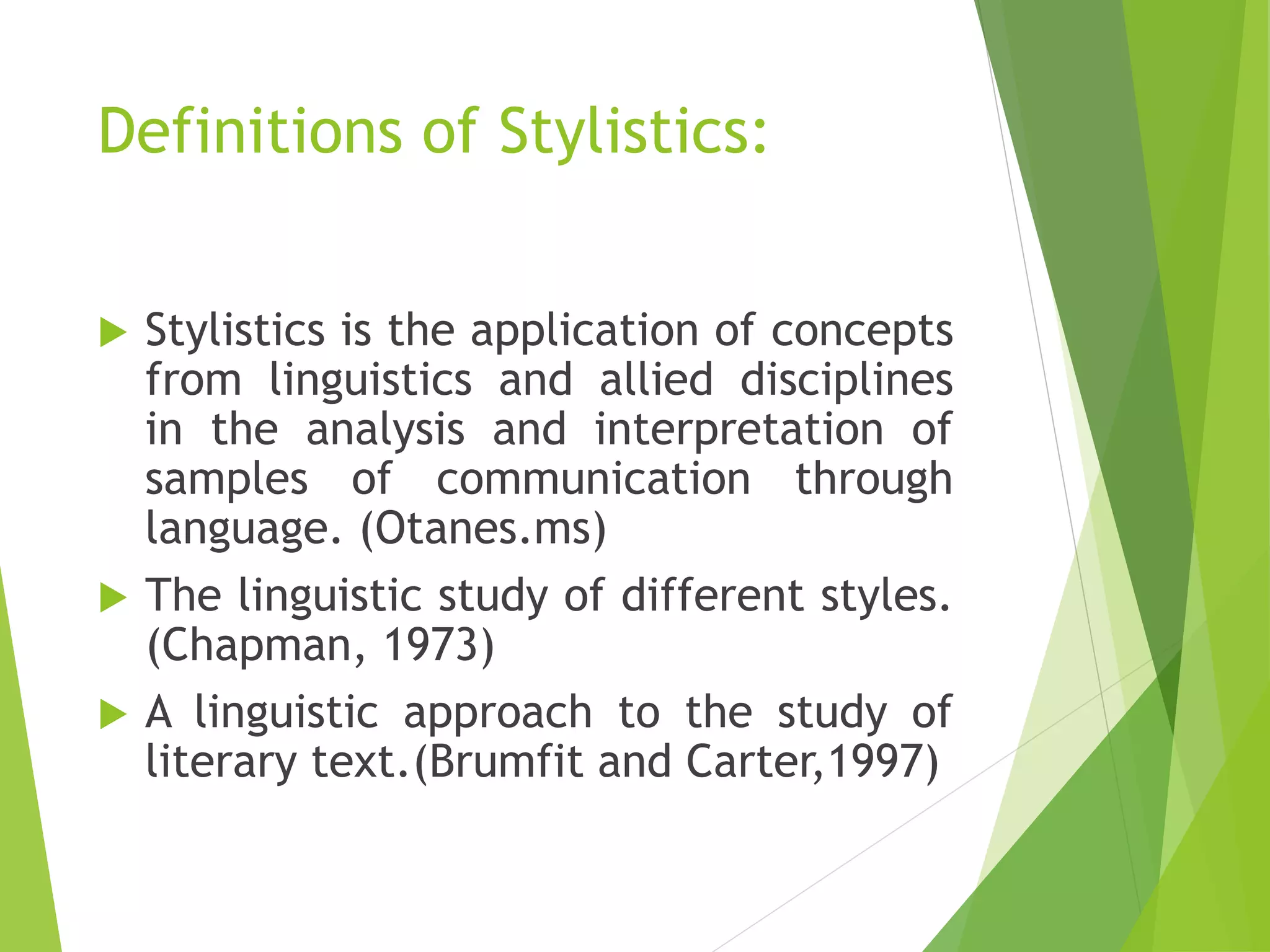 Intro. to Stylistics | PPTX