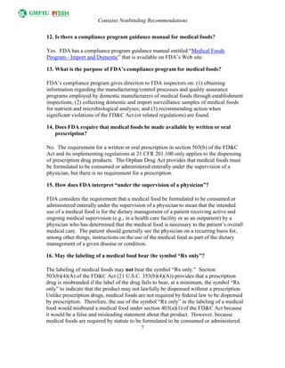 Guidance for Industry: Frequently Asked Questions About Medical Foods - Third Edition (March ...