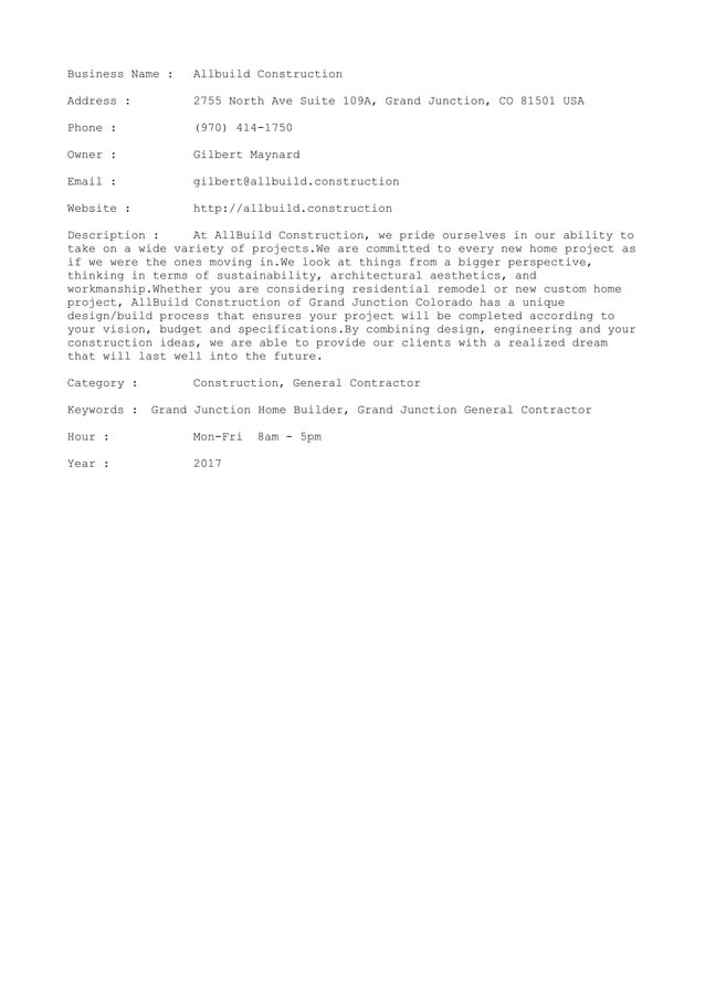 Allbuild Construction | TXT