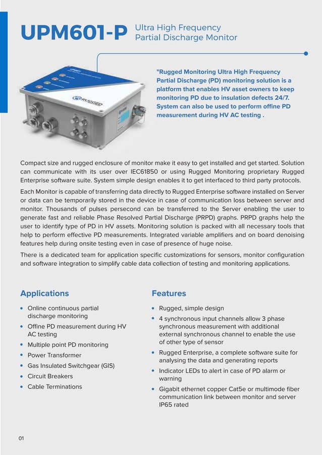 UPM601-C Ultra High Frequency Partial Discharge Monitor | Rugged ...