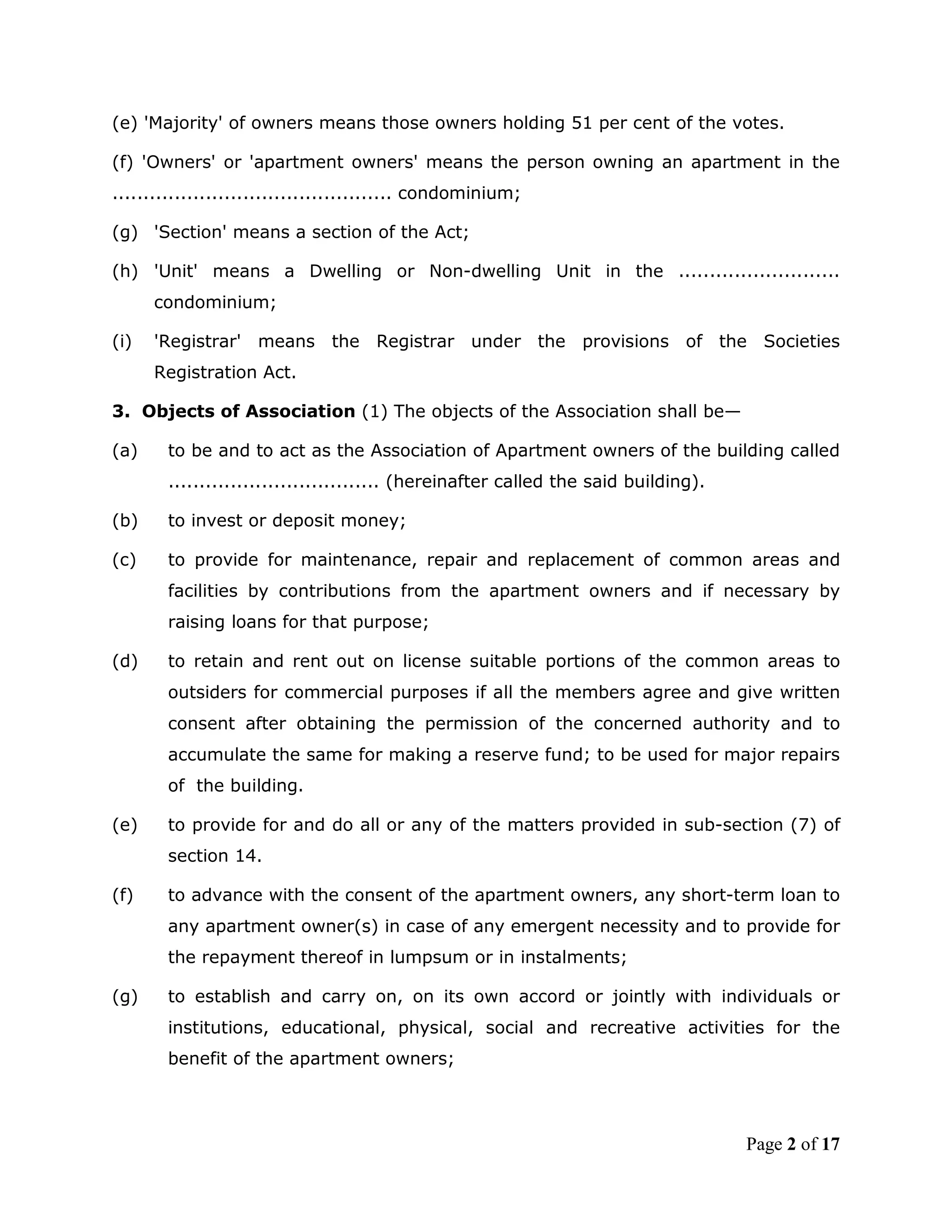 Model Bye-Laws for Uttar Pradesh Apartment Owners Assocations | PDF