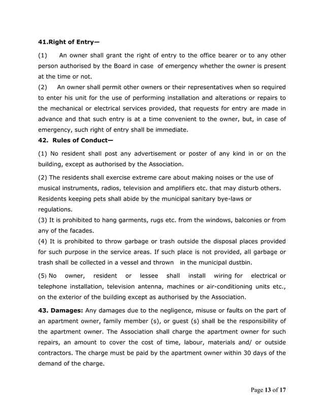 Model Bye-Laws for Uttar Pradesh Apartment Owners Assocations | PDF ...
