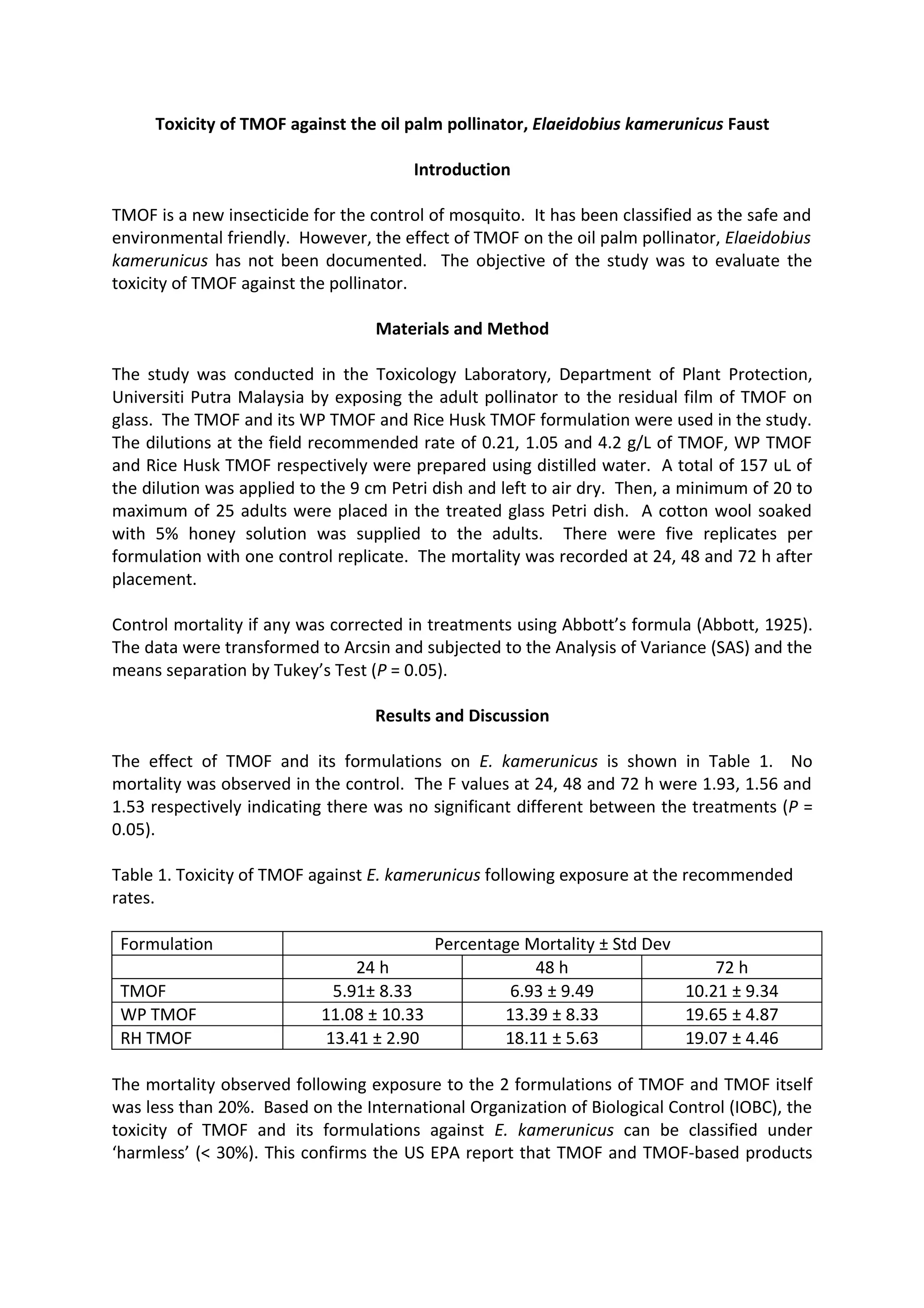 UPM toxicity of TMOF | DOC