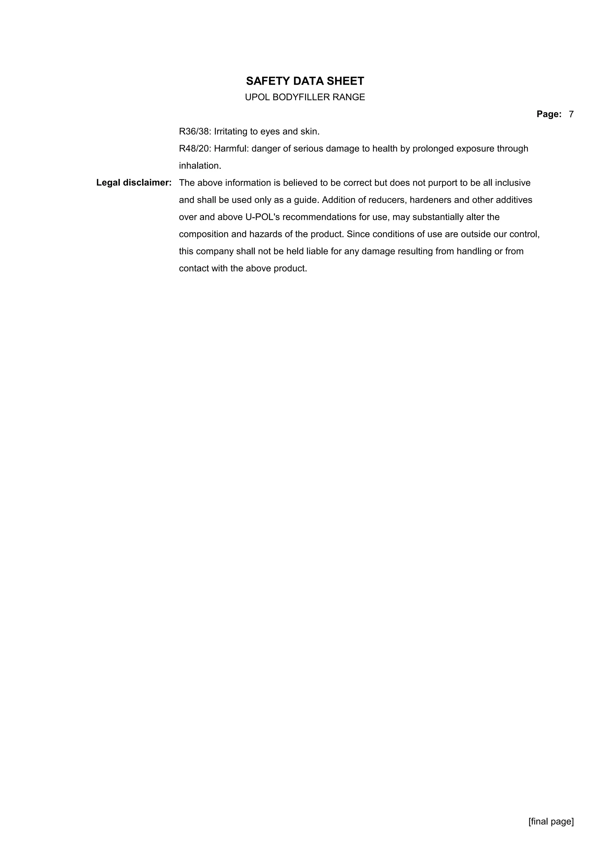 Upol safety data sheet | PDF