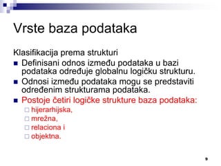 Upotreba i kreiranje baze podataka | PPT