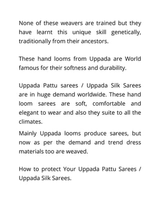 Uppada pattu sarees-history | PDF