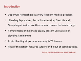 Upper Gastro-Intestinal Bleeding | PPT