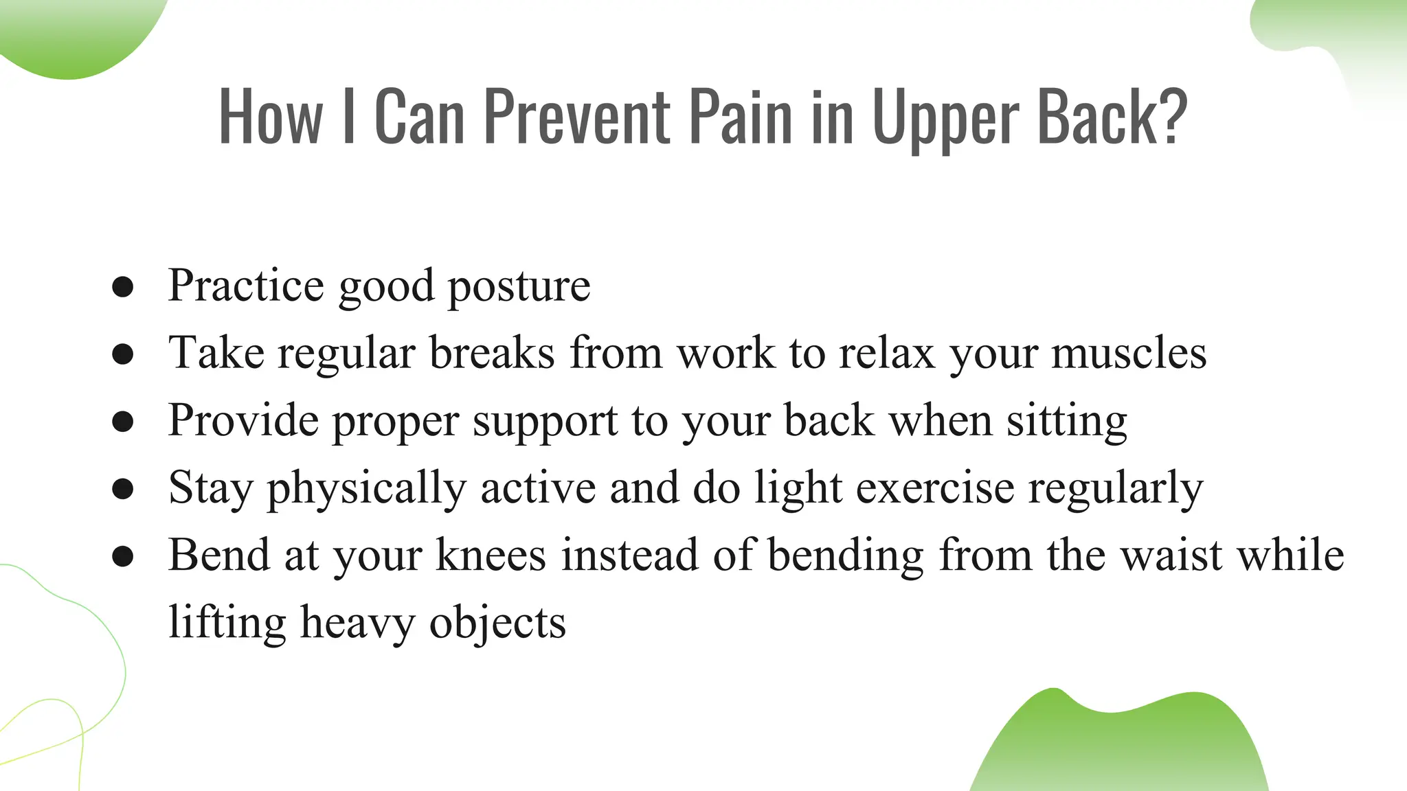 Upper Back Pain | Causes and Treatments | PPTX