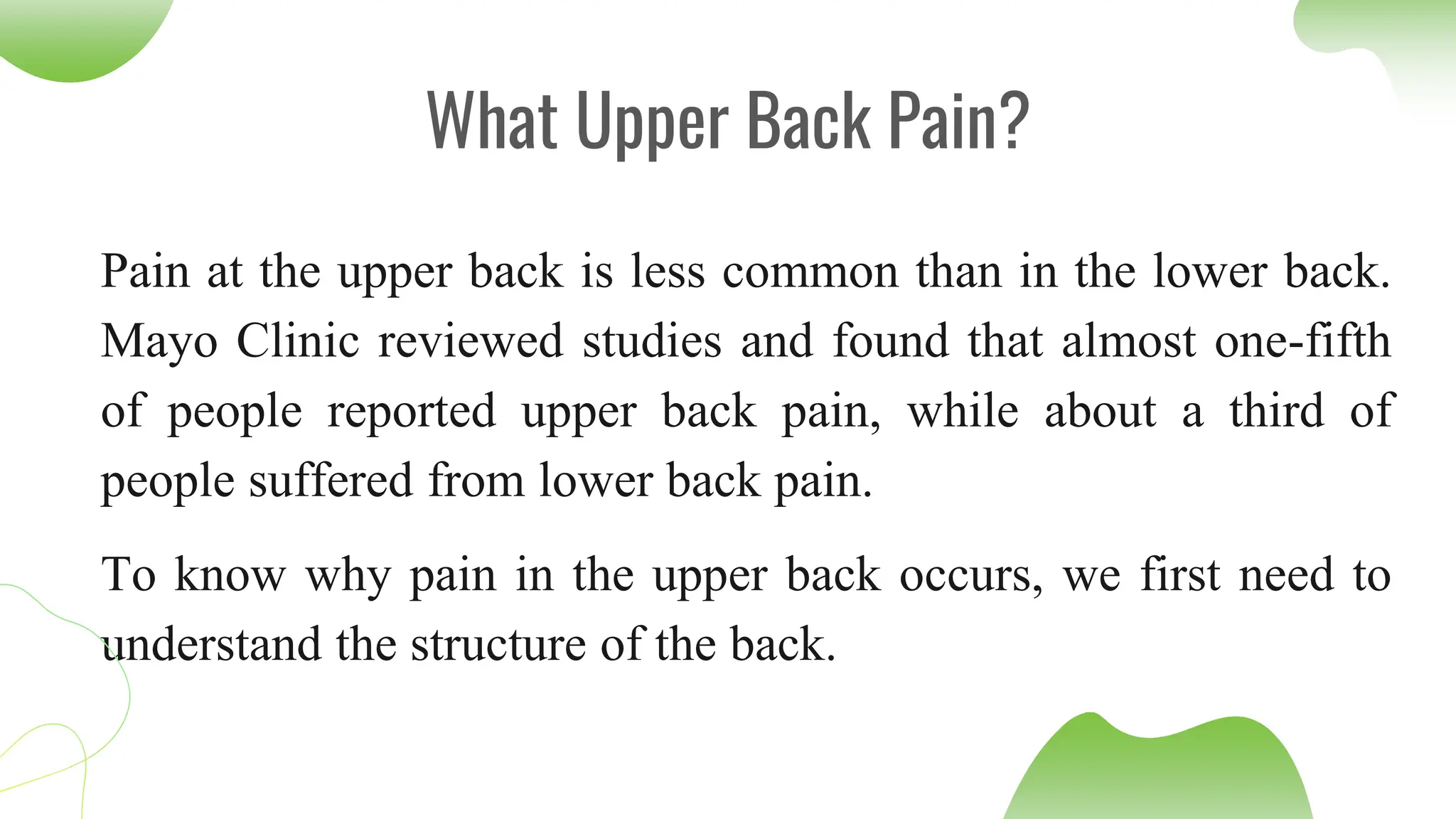 Upper Back Pain | Causes and Treatments | PPTX