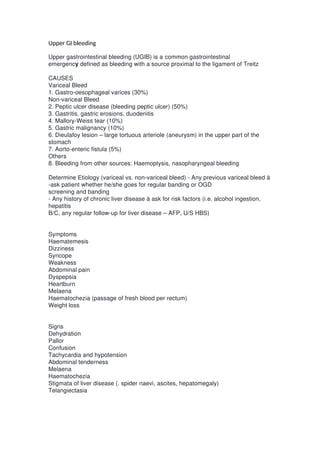 Upper GI bleeding definition causes mana | PDF