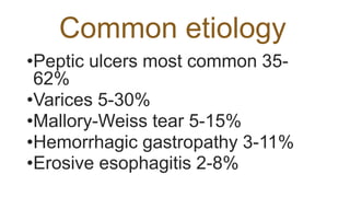 UPPER GI BLEEDING CAUSES RISK FACTORS AND TREATMENT | PPTX