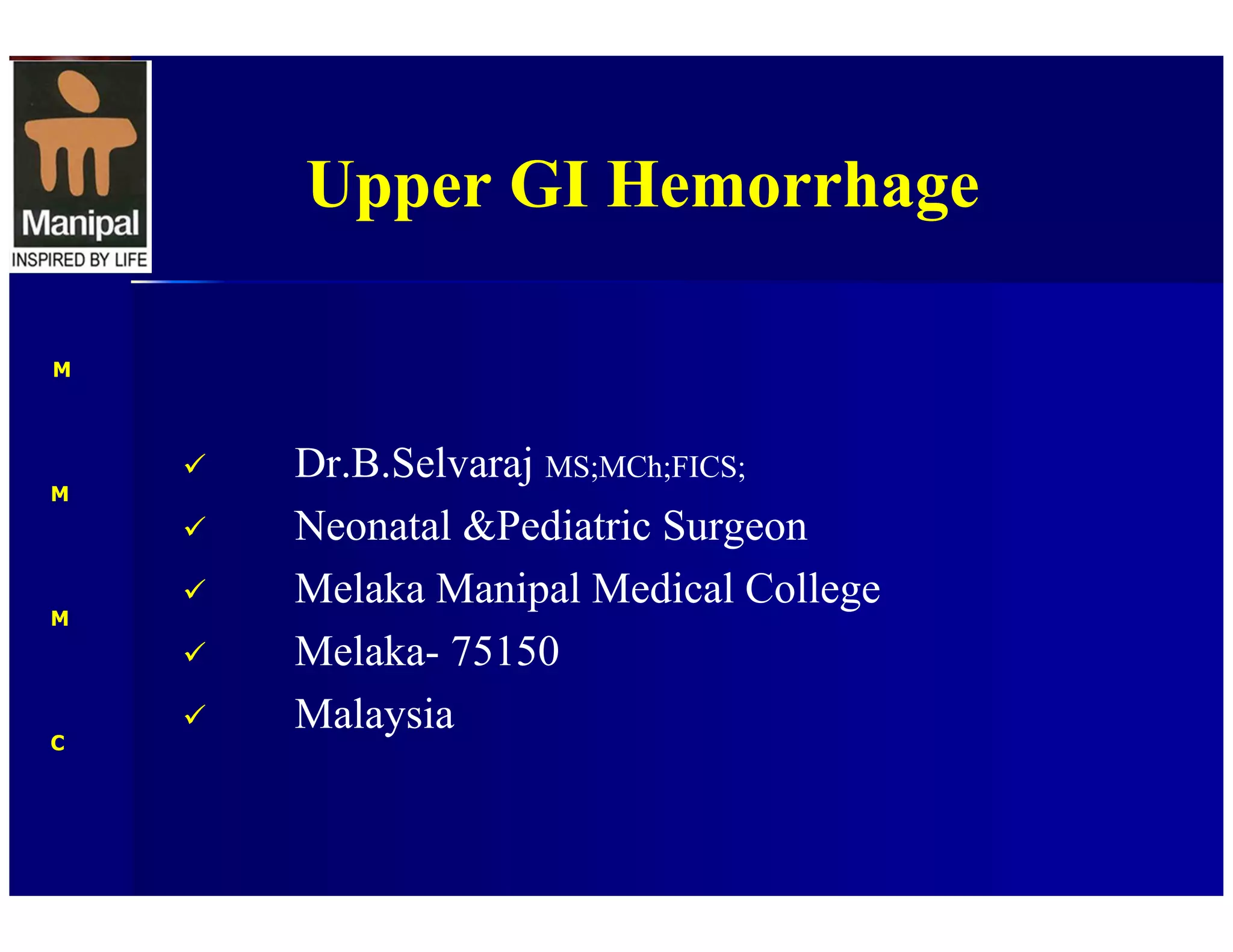 Upper GI Hemorrhage-- Surgical perspective | PDF