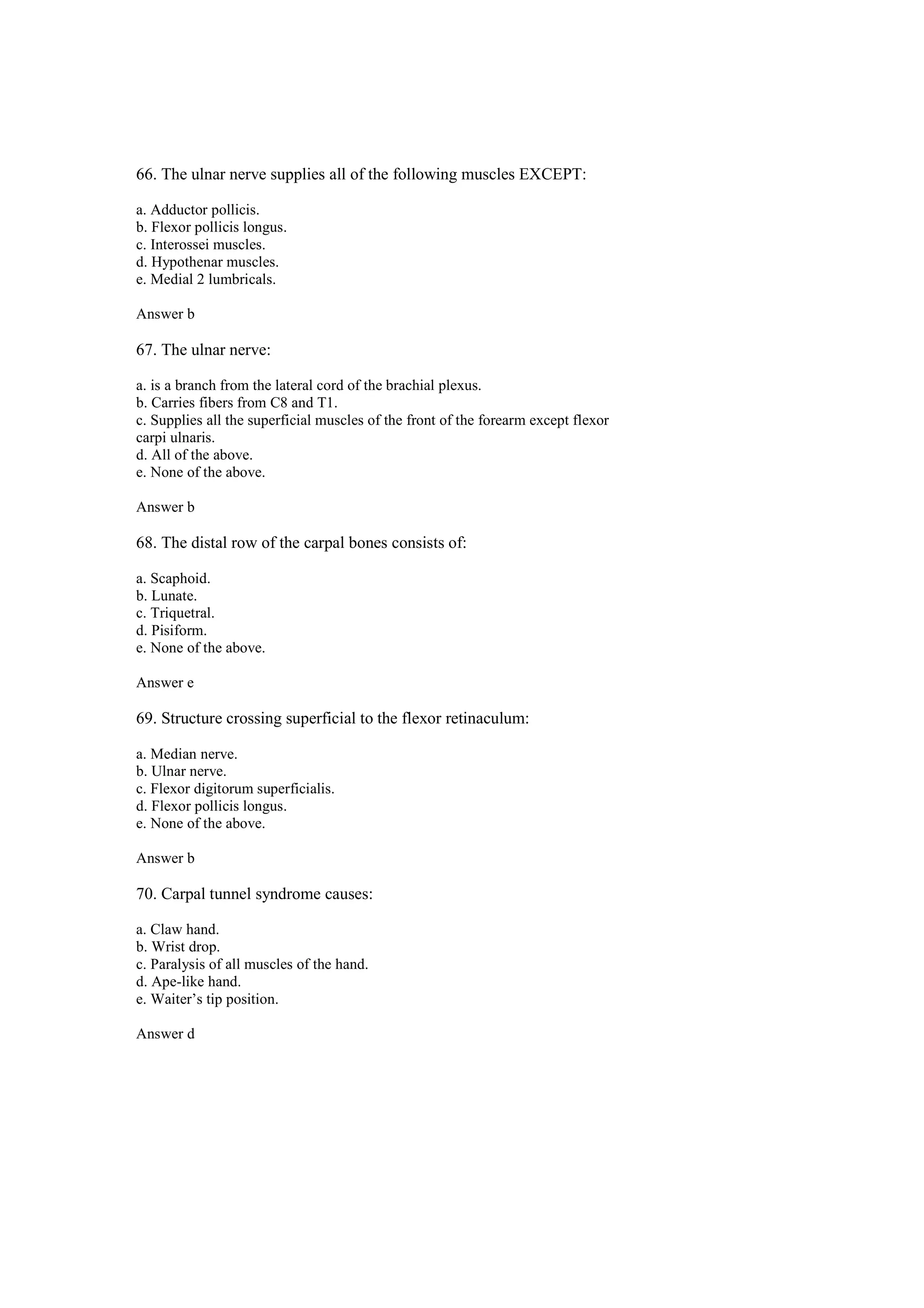 Upper limb mcqs | PDF
