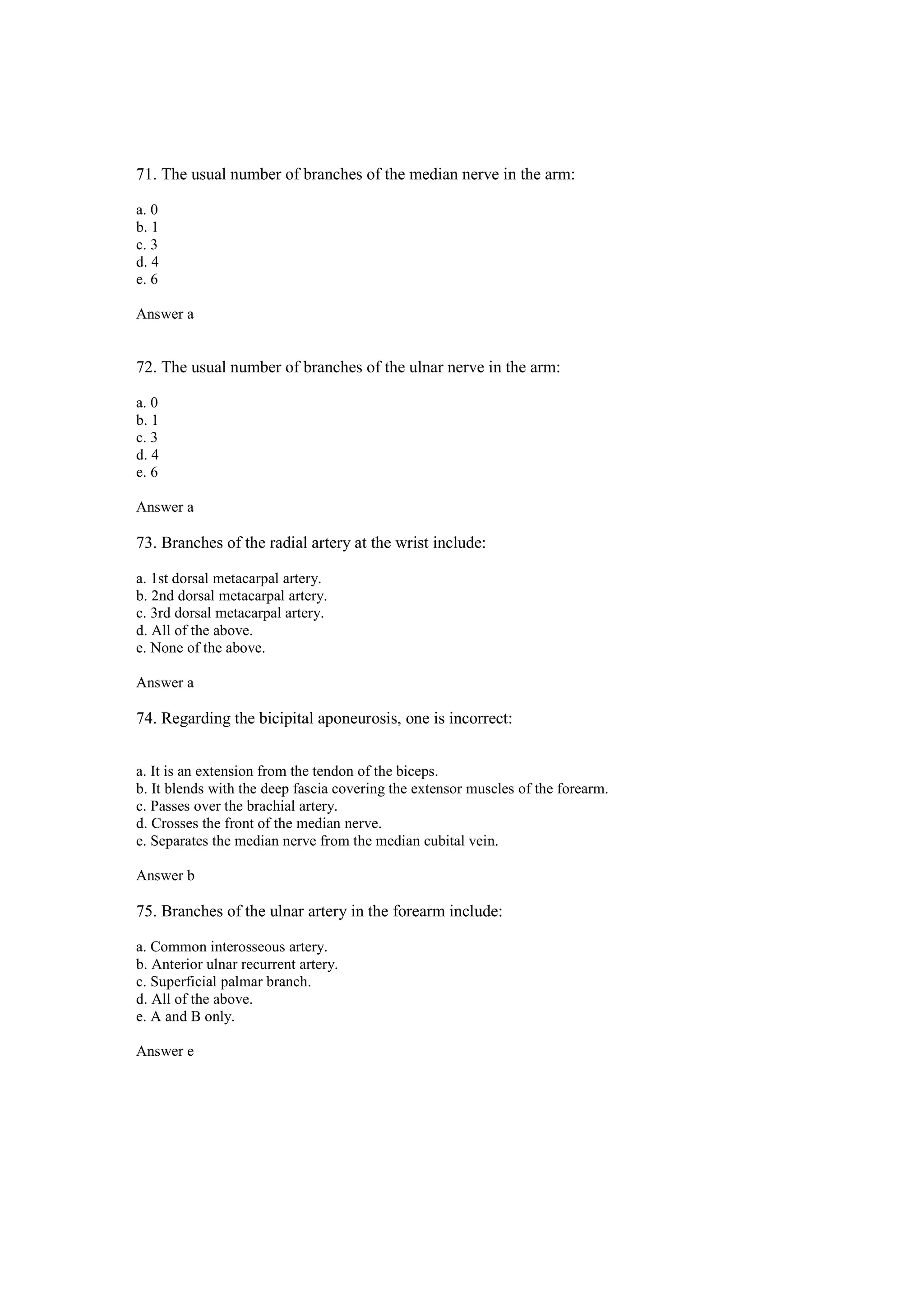 Upper limb mcqs | PDF