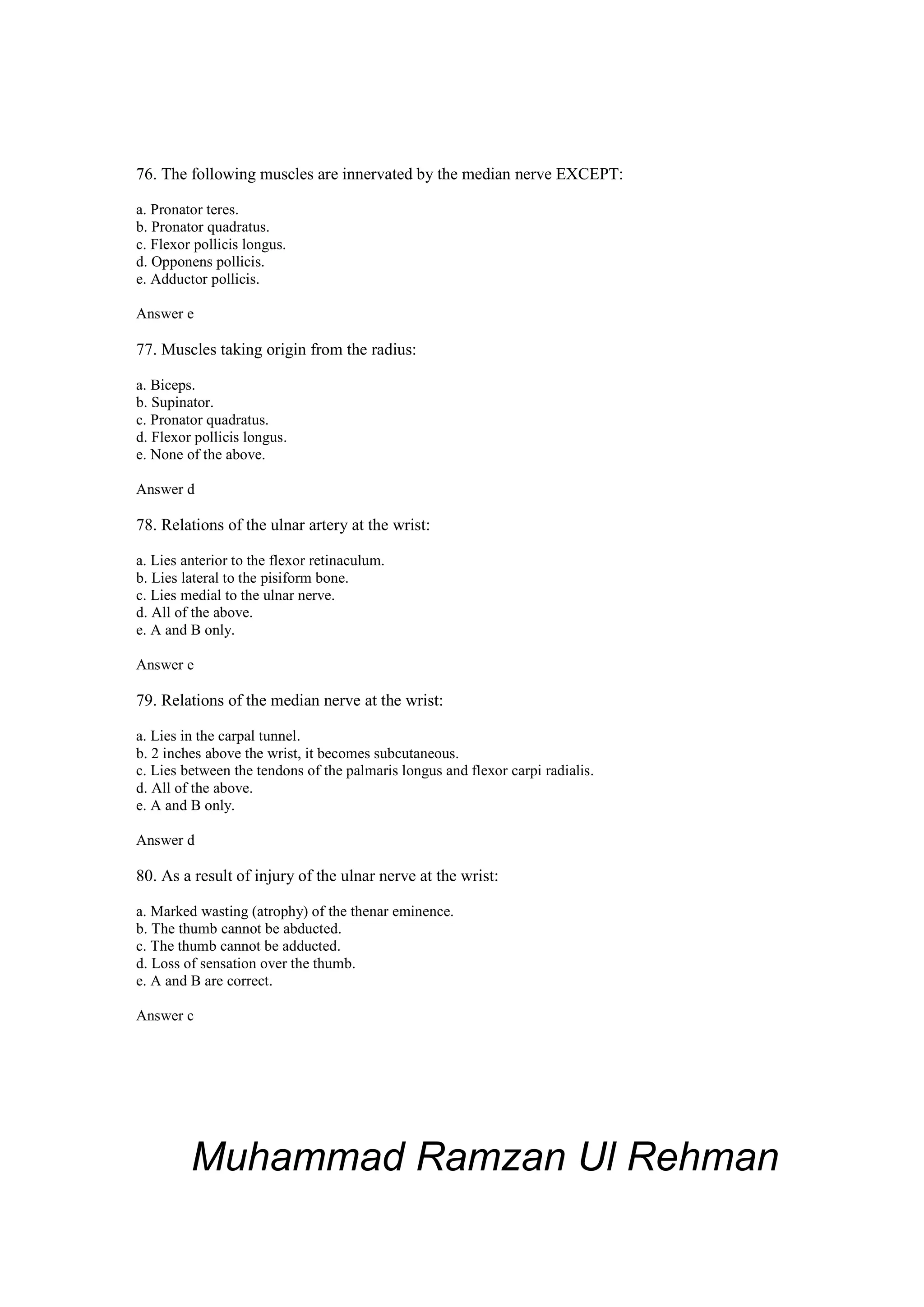 Upper limb mcqs | PDF