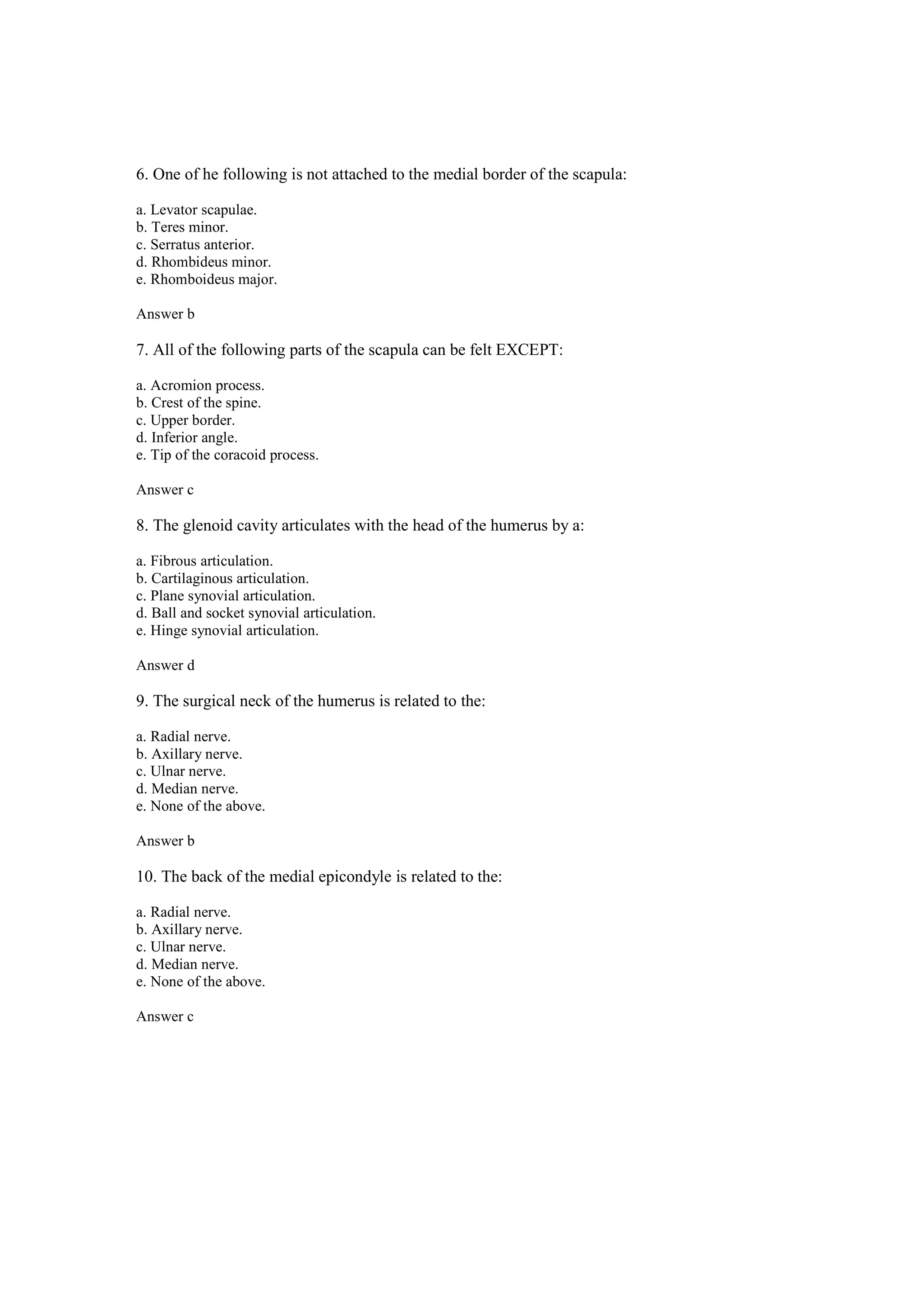 Upper limb mcqs | PDF