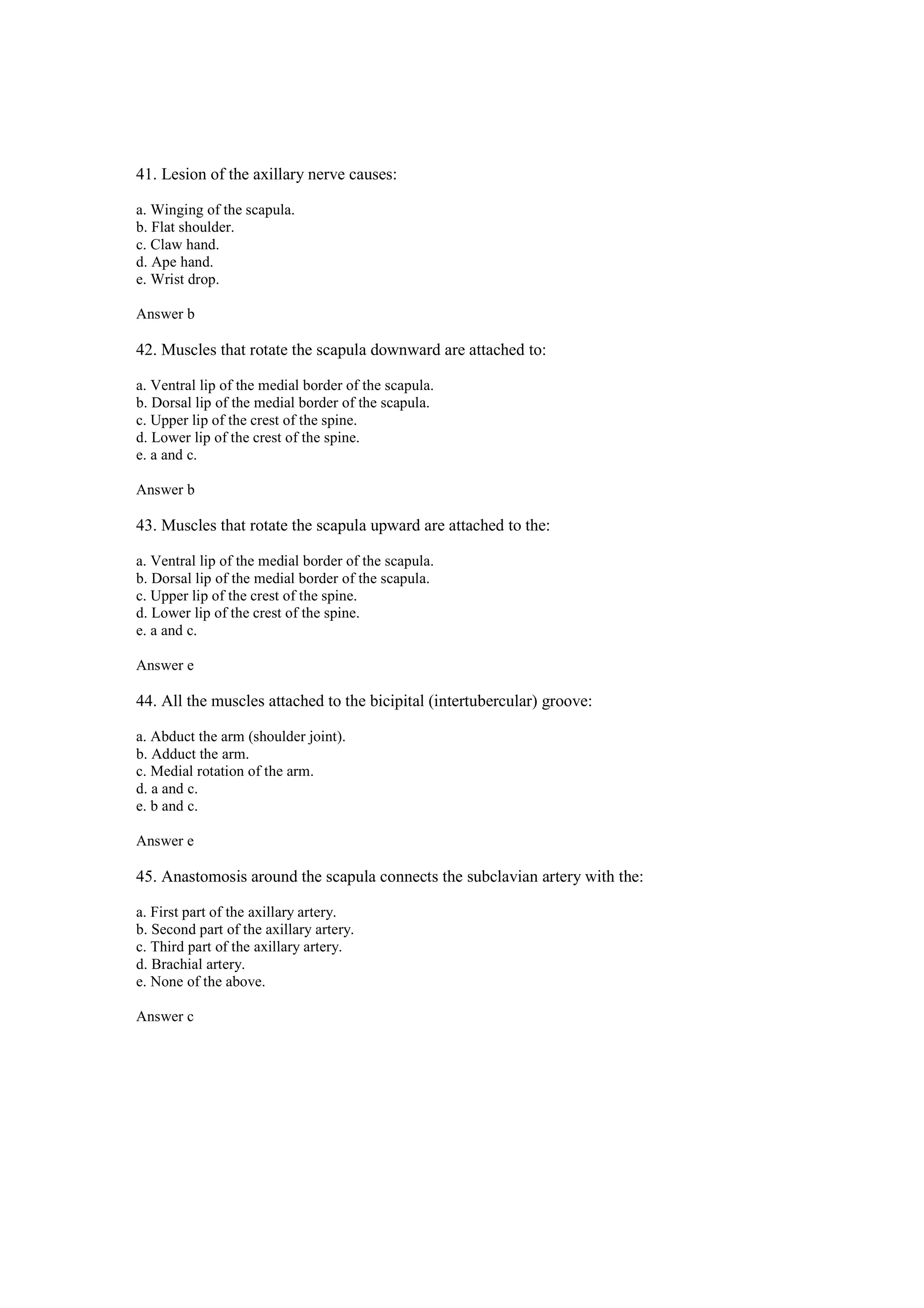 Upper limb mcqs | PDF