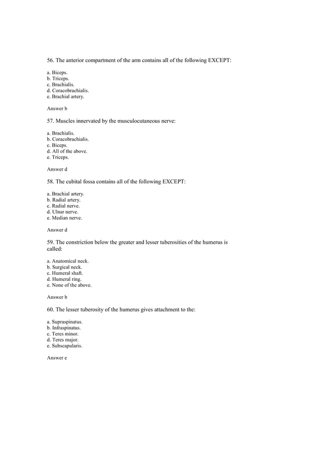 Upper limb mcqs | PDF